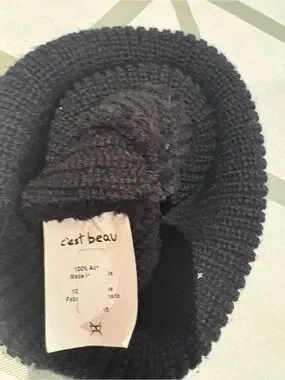 Accessories | 315 Black Knit Beanie With White Fox Embroidery | Poshmark